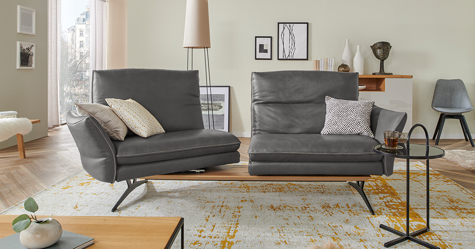 KOINOR Ecksofa Echtleder Phoenix | Rot, rechts