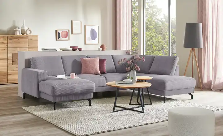 switch Wohnlandschaft Brazil | Grau, Cordstoff