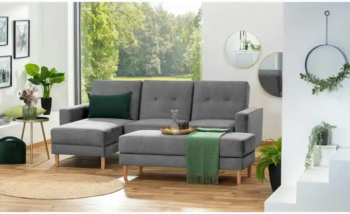 Max Winzer Ecksofa mit Hocker Just Cool | Anthrazit