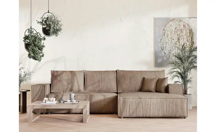 Ecksofa Maze | rechts, Hellbraun